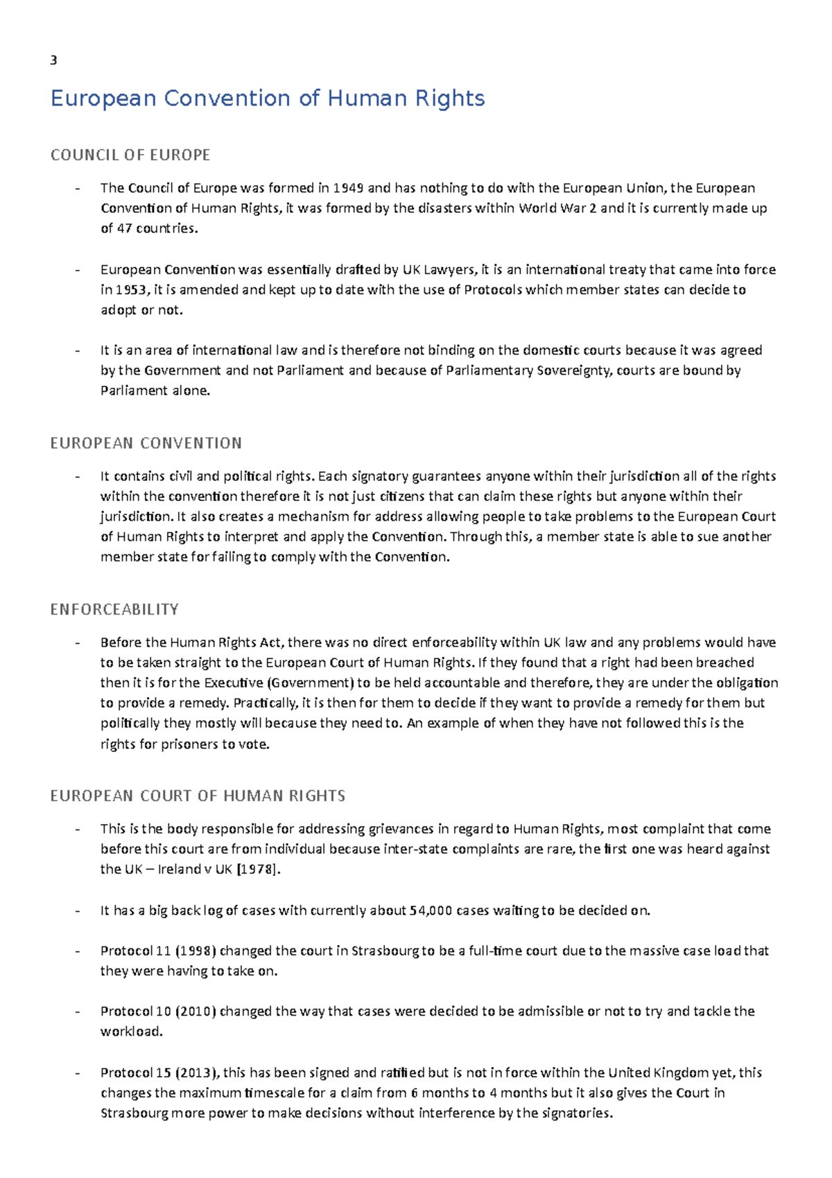 3. European Convention of Human Rights - 3 European Convention of Human ...