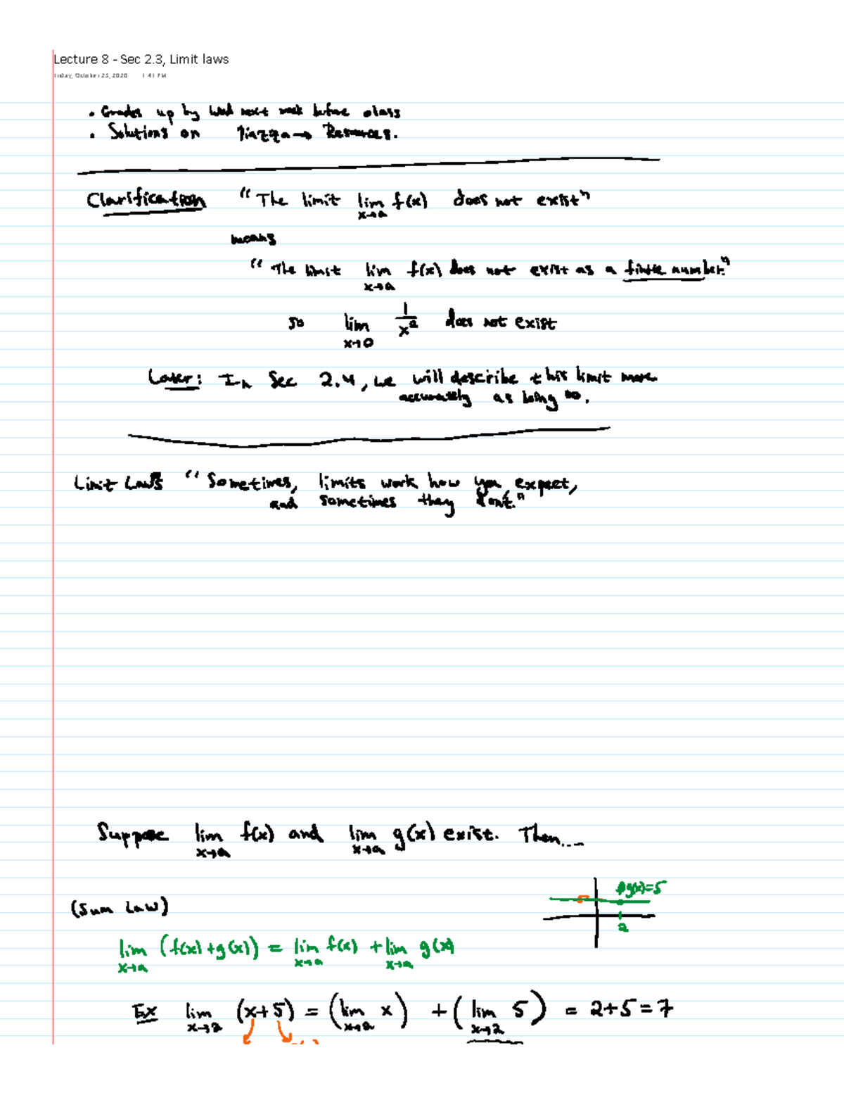 10A Lecture 8 - Review notes - MATH 10A - >ĞĐƚƵƌĞ Θ Ͳ ^ĞĐ Ϯ͘ϯ͕ >ŝŵŝƚ ...