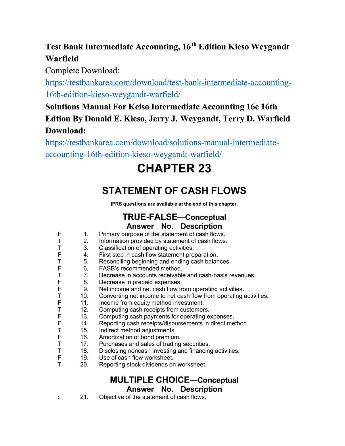 Chapter 23 Inter ACC TEST BANK - Test Bank Intermediate Accounting ...