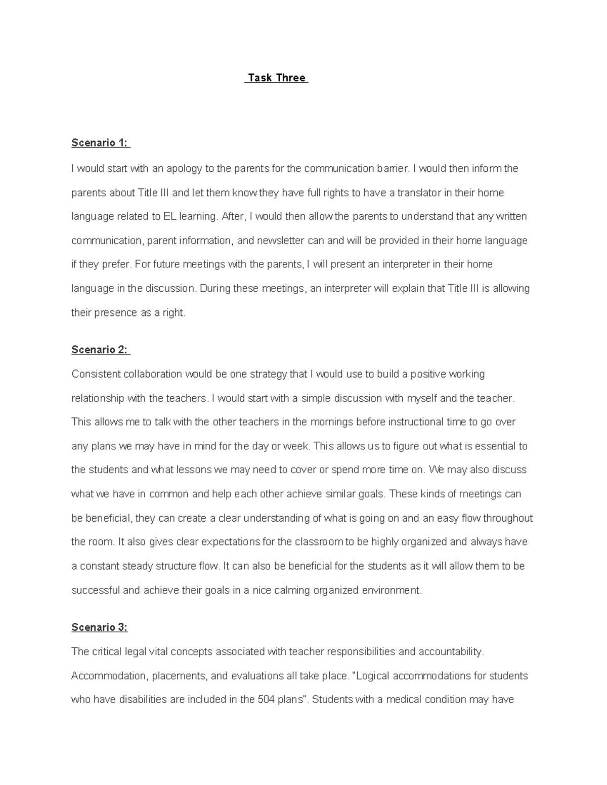 Task 3 june class 3 - passed task on first try - Task Three Scenario 1 ...
