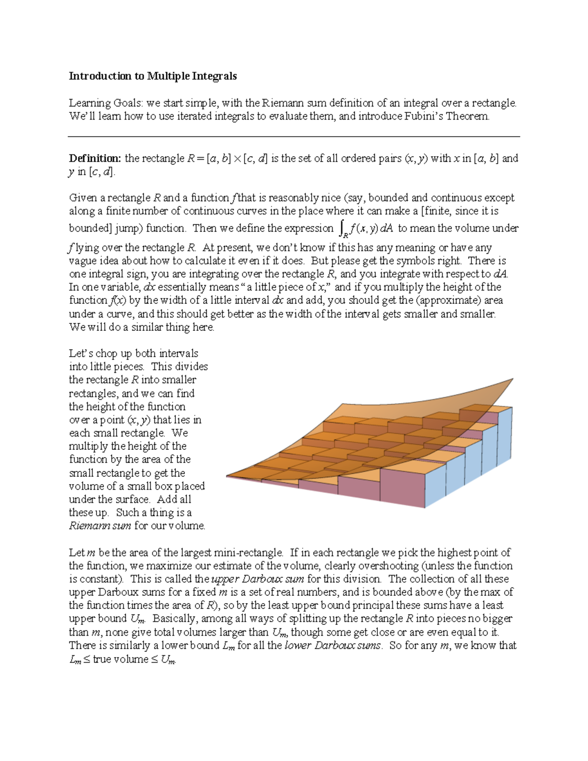 Notes 41-Introduction to Multiple Integrals - Introduction to Multiple ...