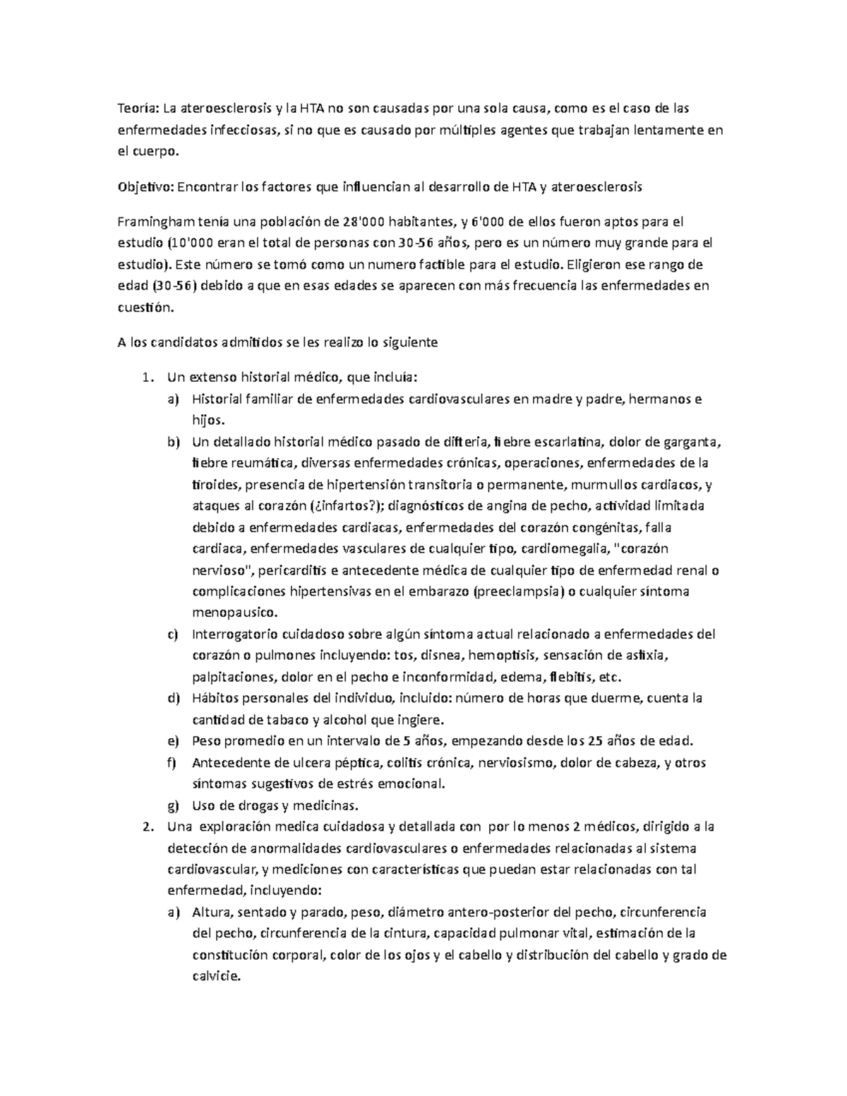 Estudio medico de Framingham ESP - Teoría: La ateroesclerosis y la HTA ...