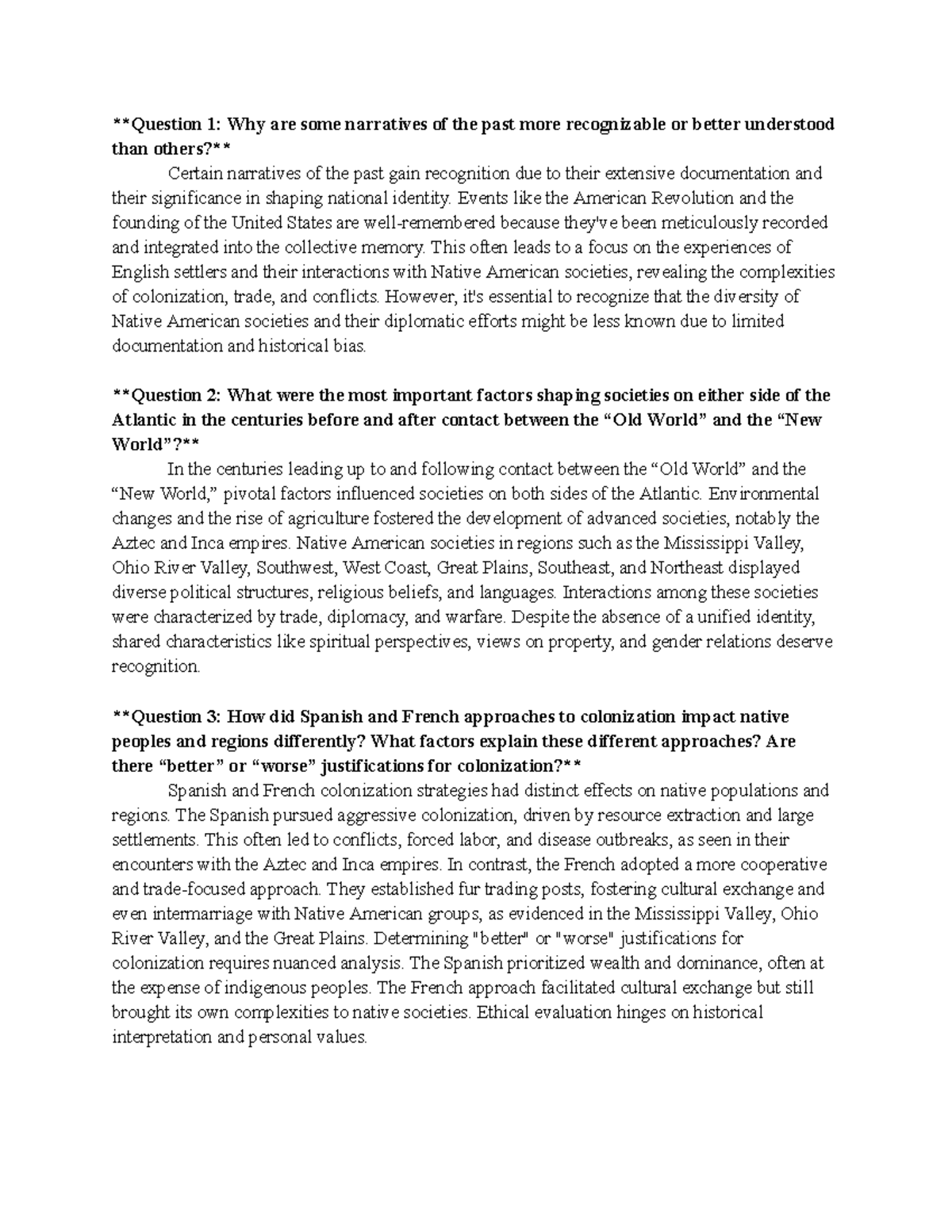 Apush Summer Reading Discussion - Question 1: Why are some narratives ...