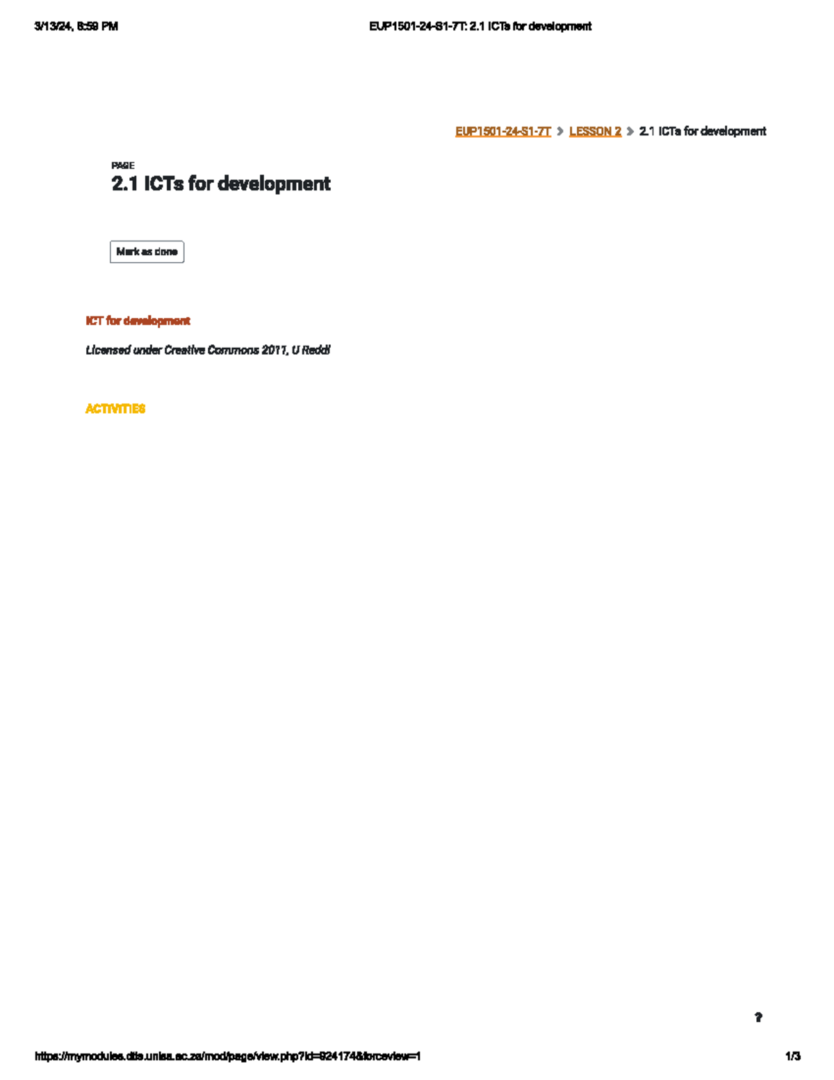 Chapter 2 lesson 1 - notes - 8:59 PM 2 ICTs for development LESSON 2 2 ...
