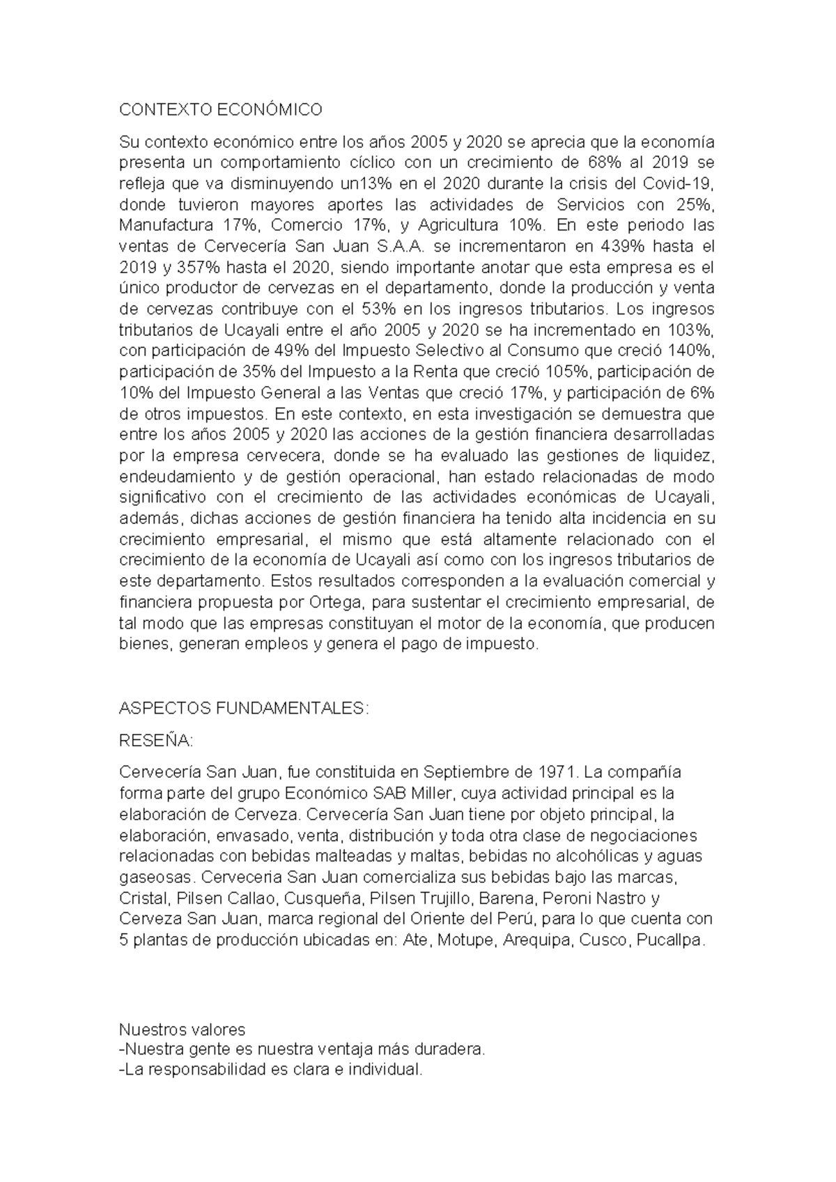 Costos TA4 - CONTEXTO ECONÓMICO Su contexto económico entre los años ...