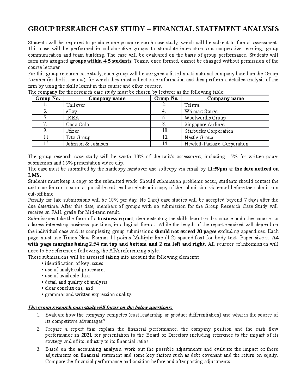 drafgaafssadgasdgas - GROUP RESEARCH CASE STUDY – FINANCIAL STATEMENT ...