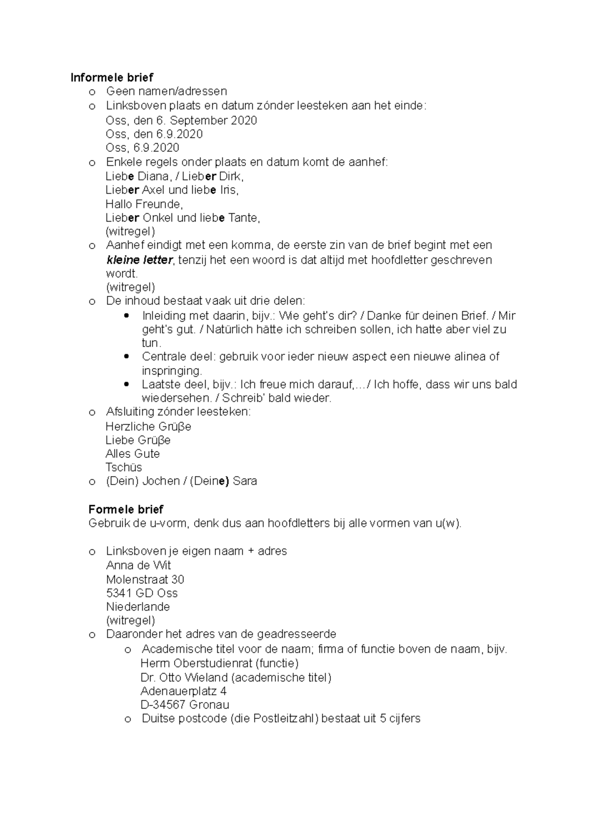 Briefconventies - Informele brief o Geen namen/adressen o Linksboven ...