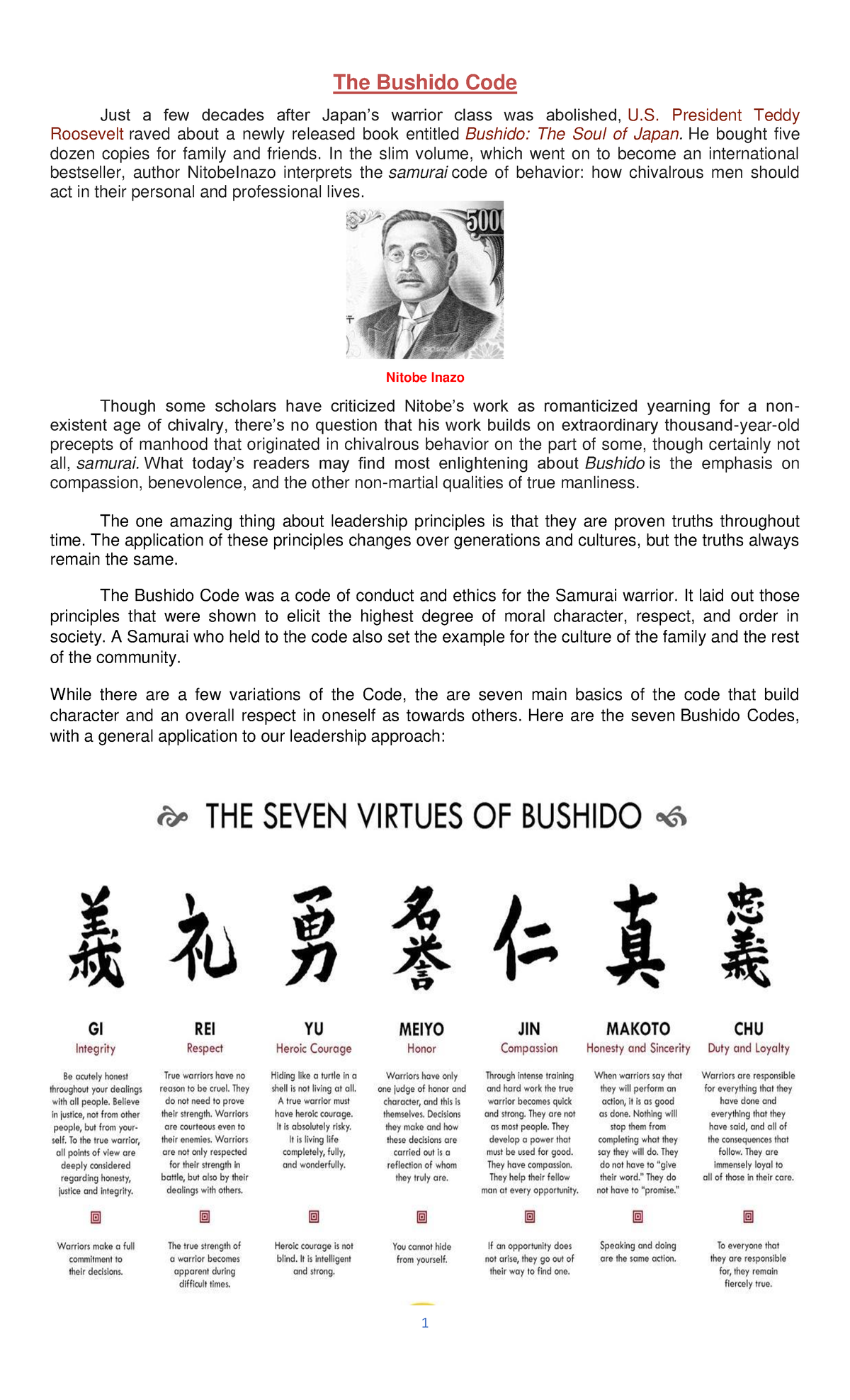 Bushido-CODE- Reference - 1 The Bushido Code Just a few decades after ...