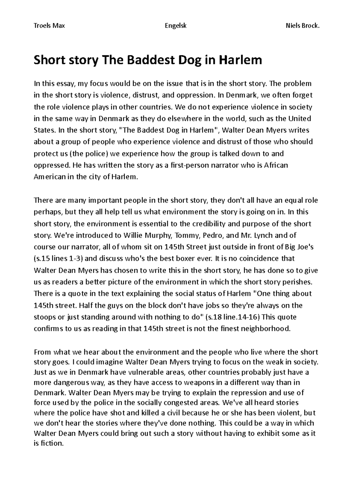baddest dog i harlem - Troels Max Engelsk Niels Brock. Short story The ...