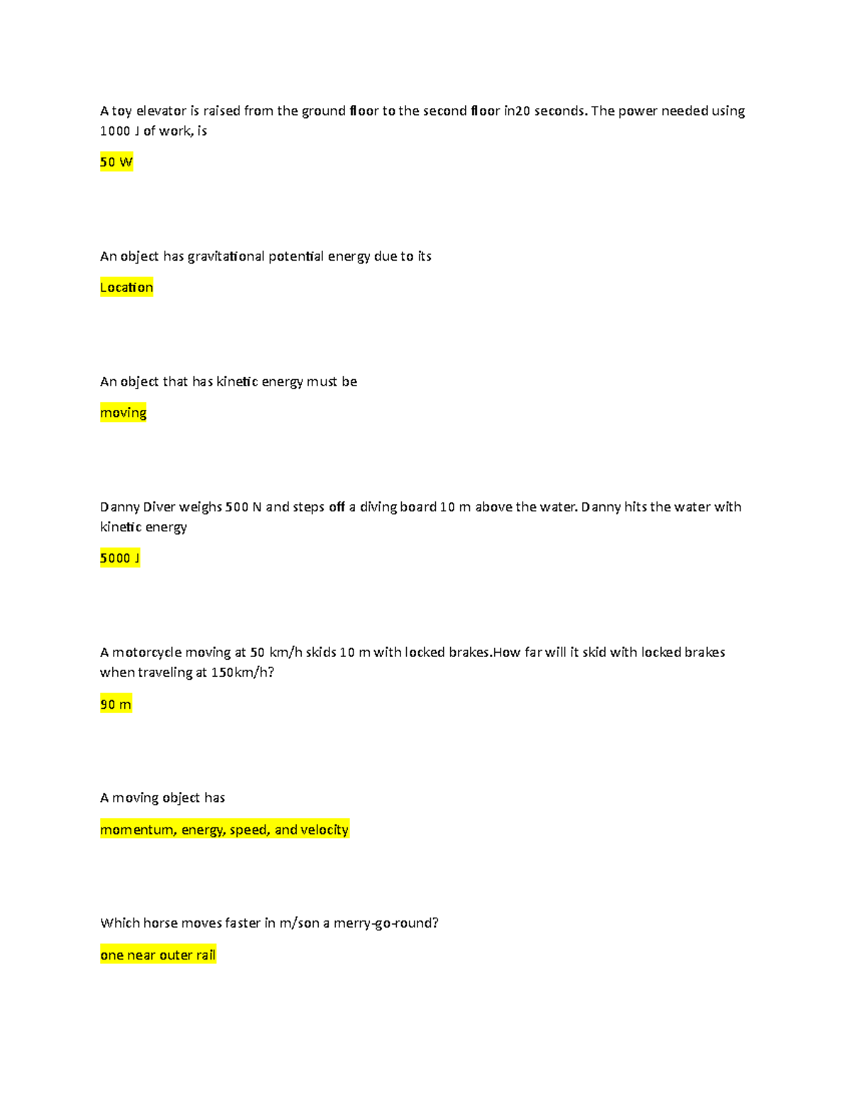 Studyset 4 - PHYS1013 - A toy elevator is raised from the ground floor ...