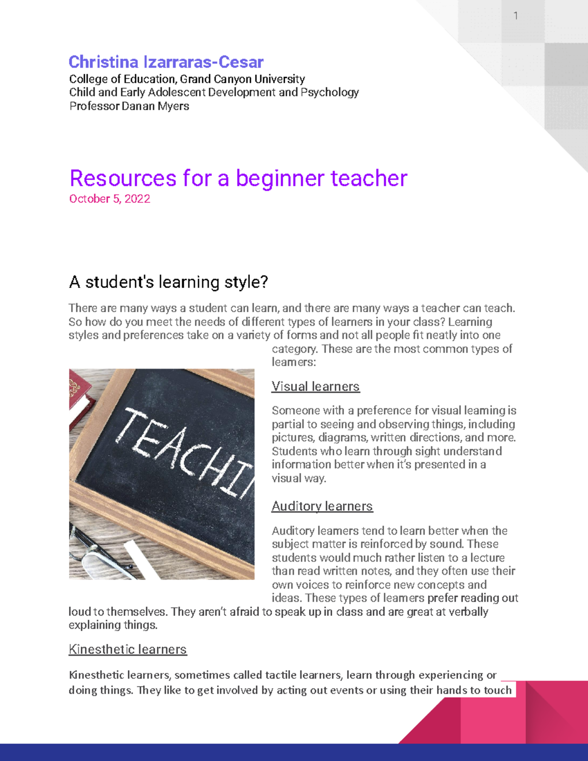 Brochure - week one assignment - 1 Christina Izarraras-Cesar College of ...