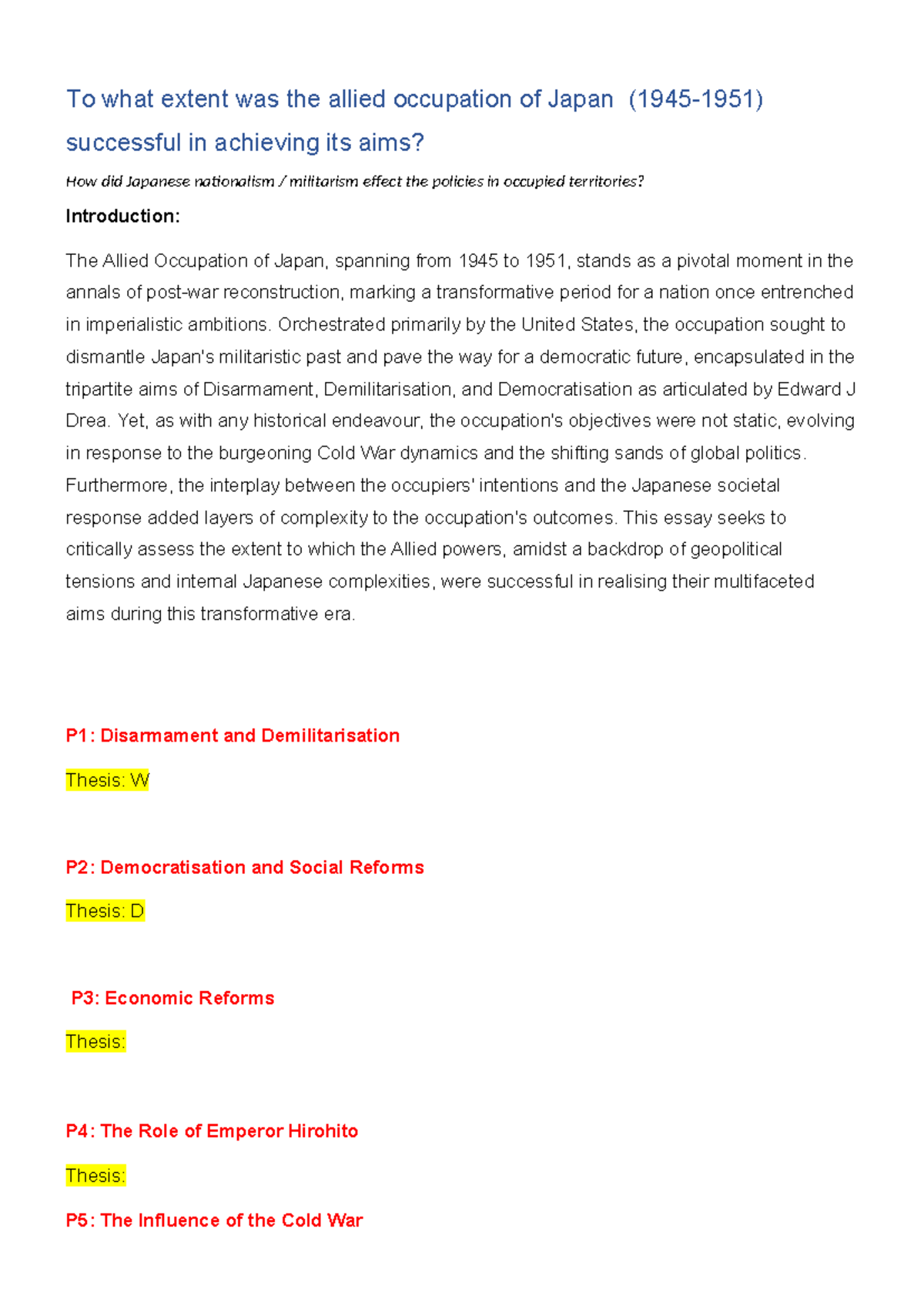 Allied Occupation of Japan Essay - To what extent was the allied ...