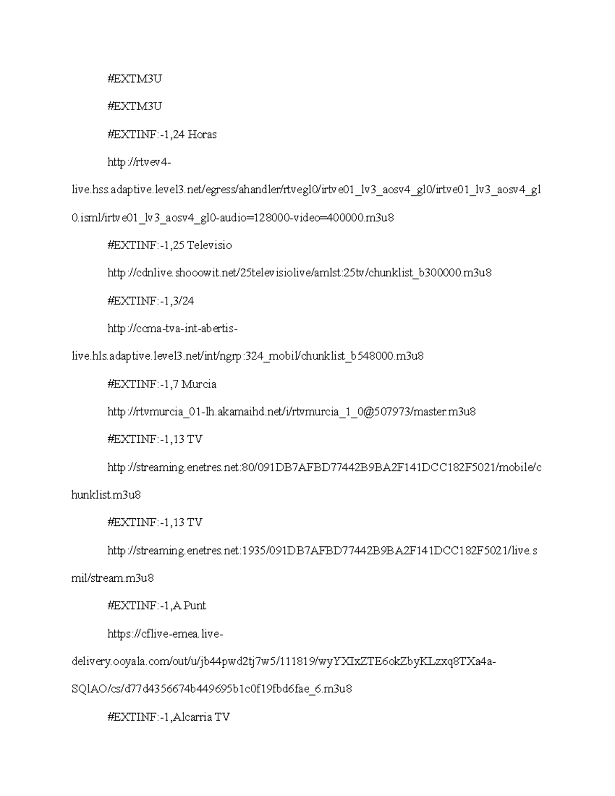 Nuevo Documento de Microsoft Word - #EXTM3U #EXTM3U #EXTINF:-1,24 Horas ...