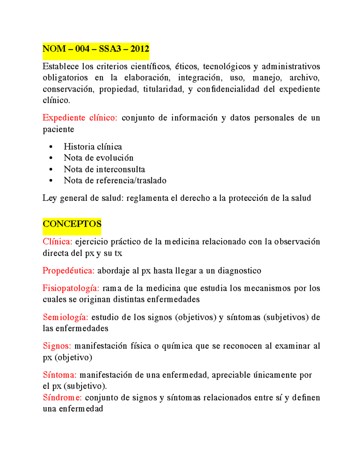 Primer Parcial Introducción a la Clinica - NOM – 004 – SSA3 – 2012 ...