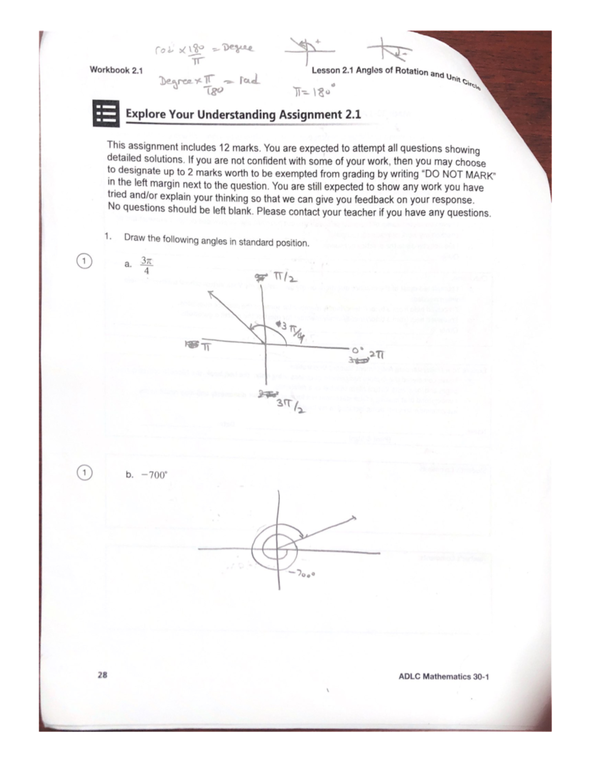 Math 30 1 Assignment Cover Page Vista Virtual School 2 Maths 156