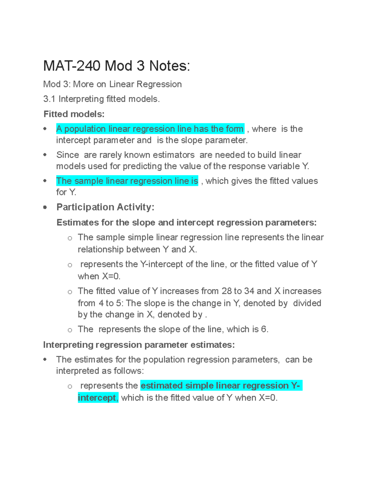 Statistics module three notes - MAT-240 Mod 3 Notes: Mod 3: More on ...