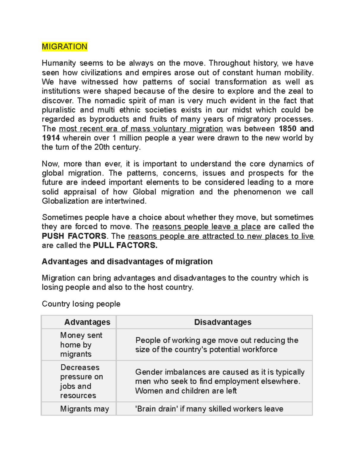 Migration - MIGRATION Humanity seems to be always on the move ...