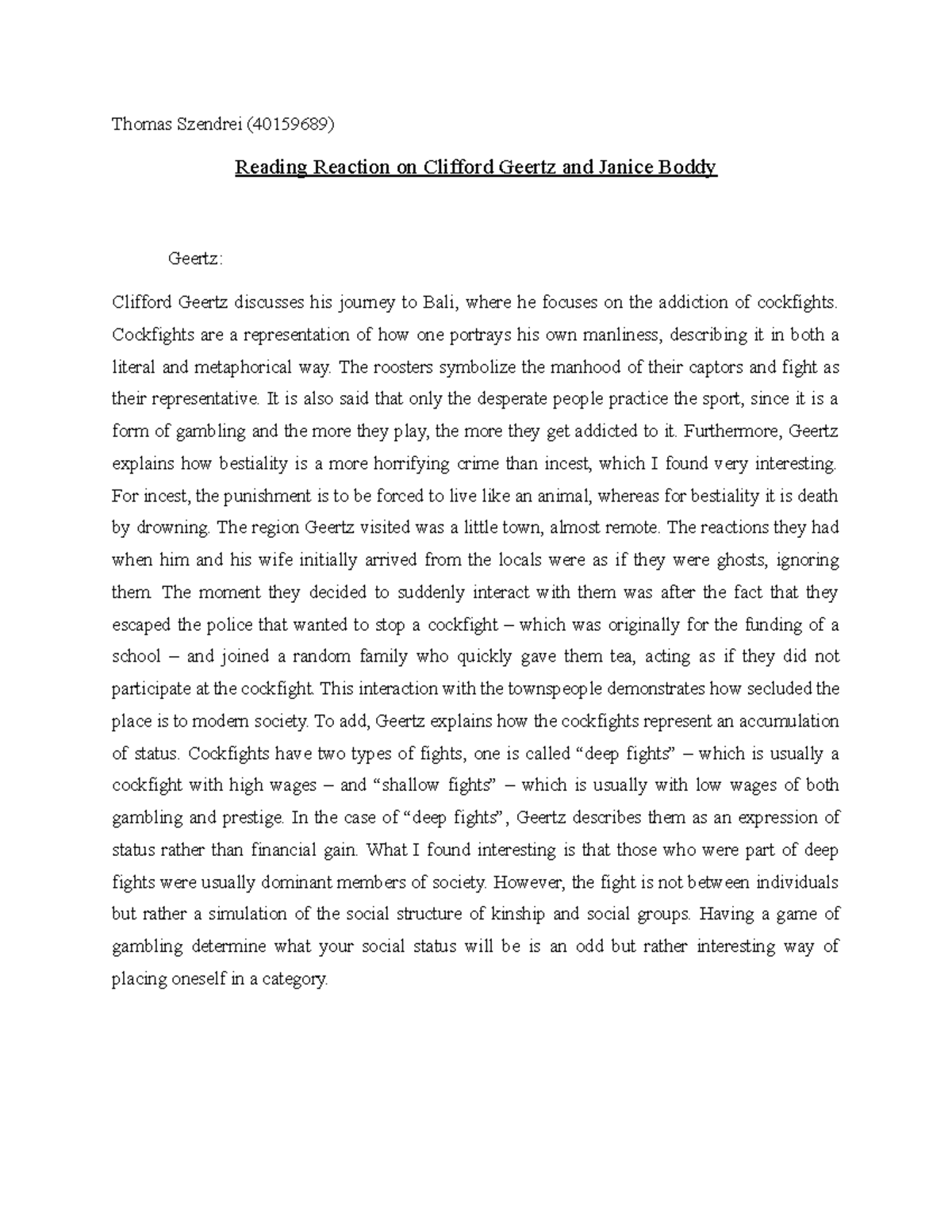 Reading Reaction 1 - Thomas Szendrei (40159689) Reading Reaction on ...