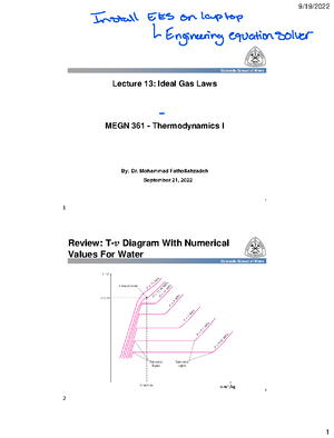 Thermo final equations only - MEGN361 - Equation Sheet where s = h = v ...