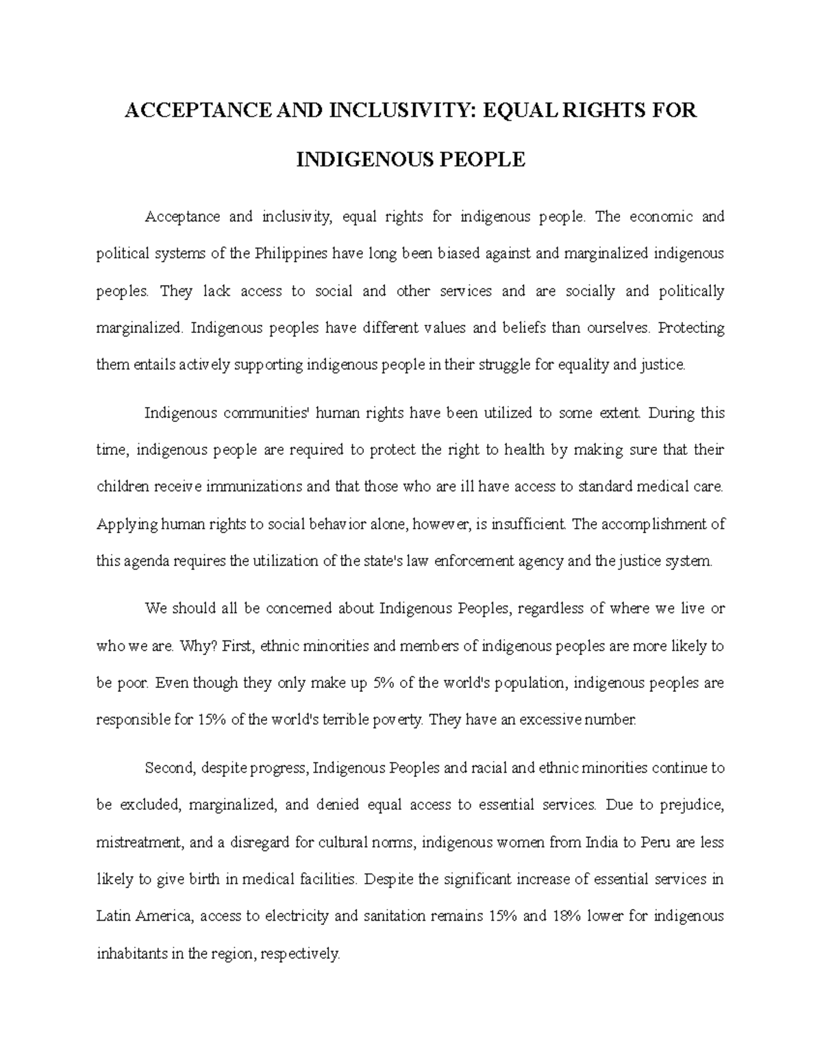Acceptance AND Inclusivity - ACCEPTANCE AND INCLUSIVITY: EQUAL RIGHTS ...