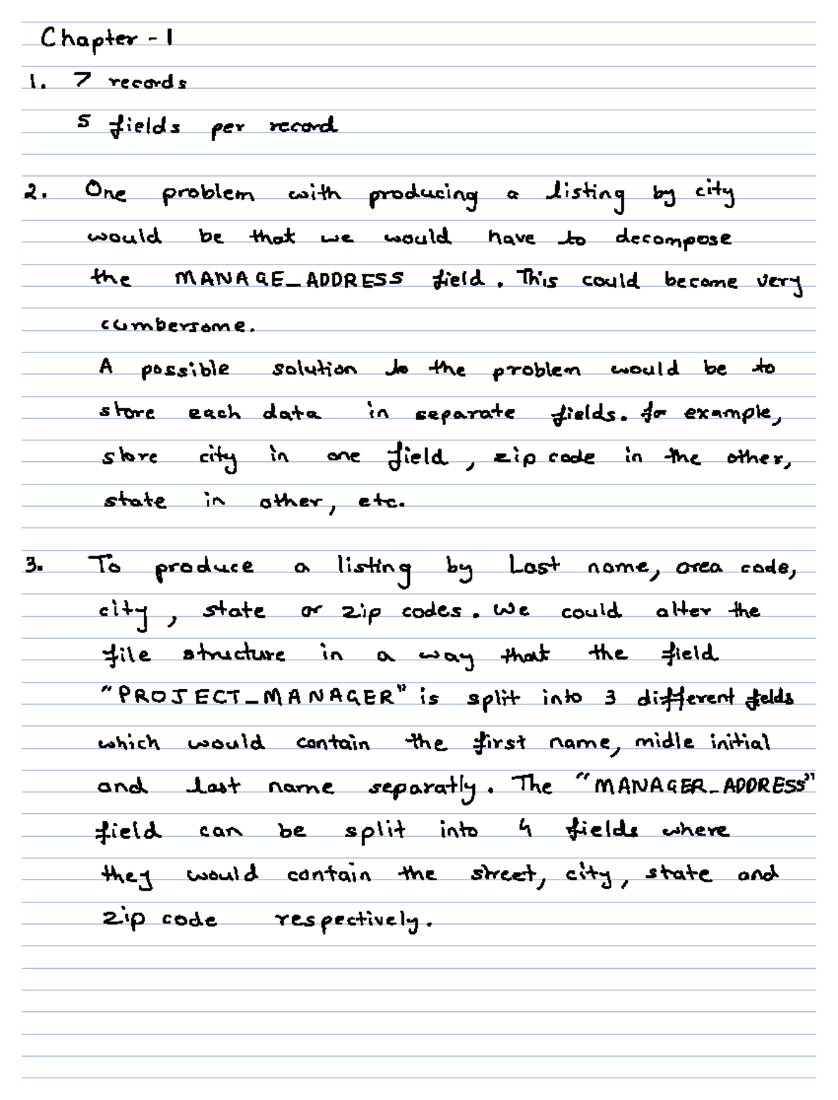 Database Systems Chapter 1 Notes Chapter I 1 7 Records 5 Fields Per Record 2 One Problem With