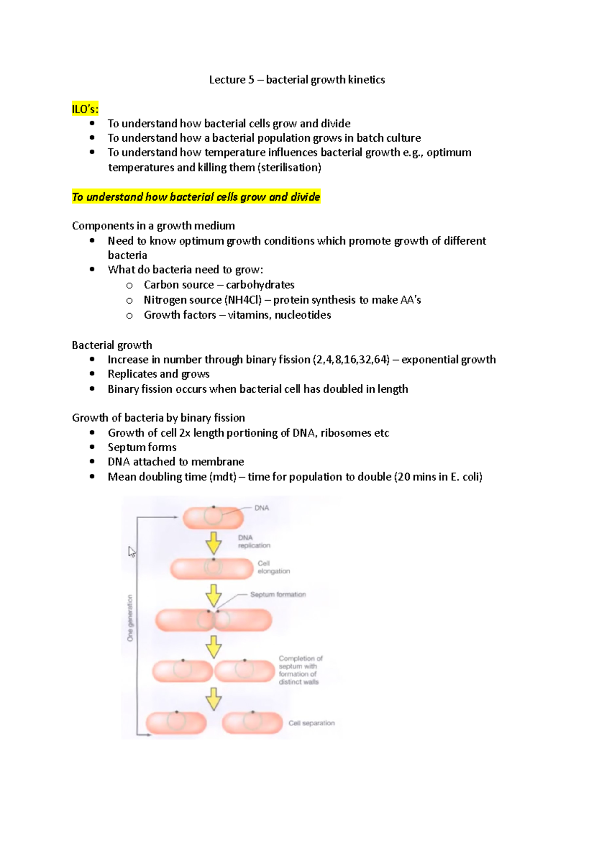 L5 - bacterial growth kinetics - Lecture 5 – bacterial growth kinetics ...