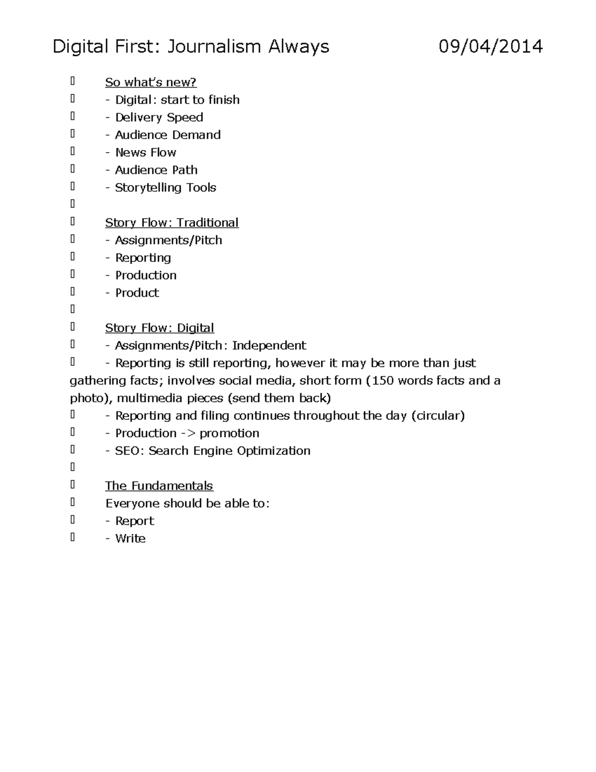 Journalism Notes - Digital First: Journalism Always So new? Digital ...