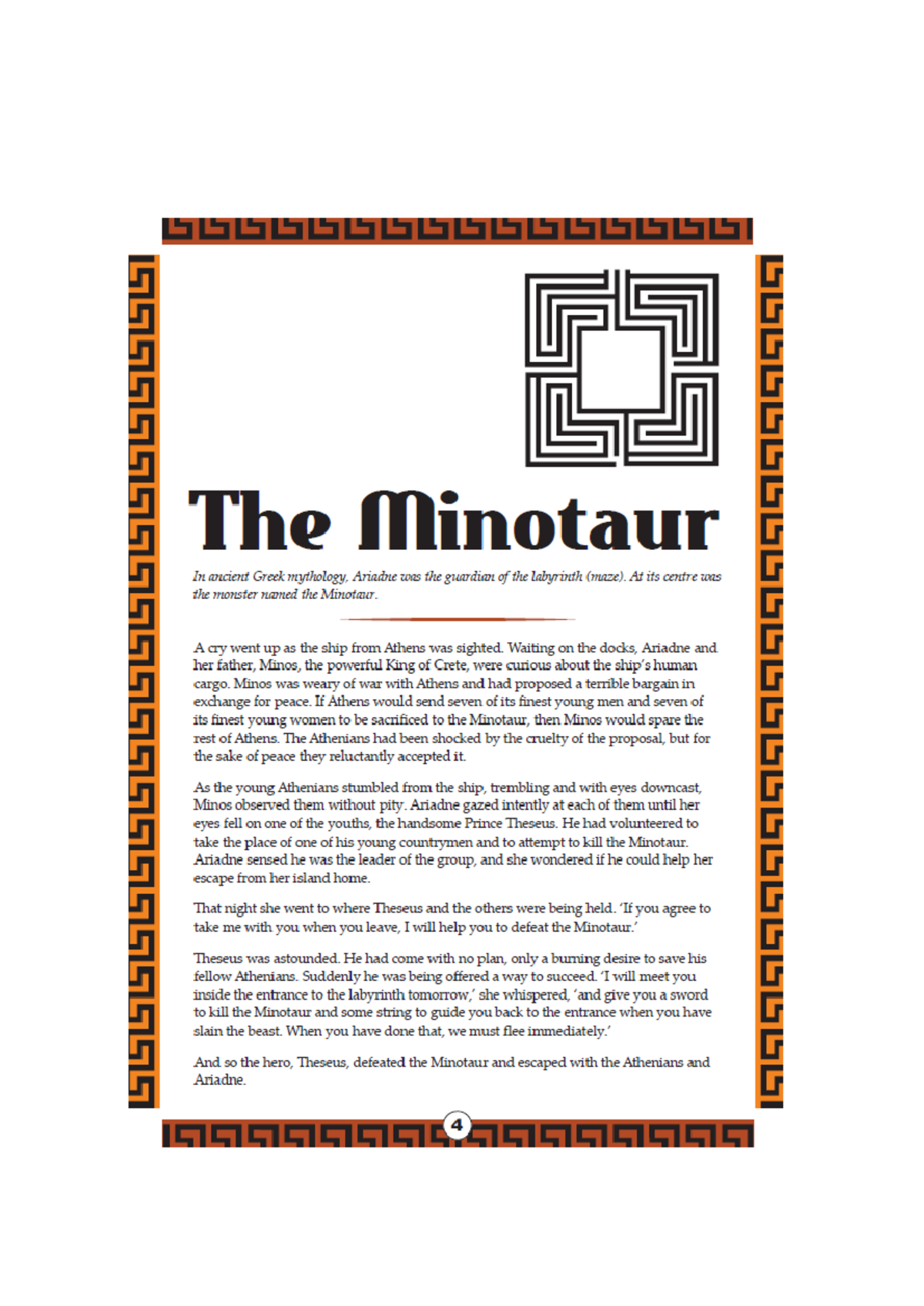 THE Minotaur - student handout - The Minotaur In ancient Greek ...