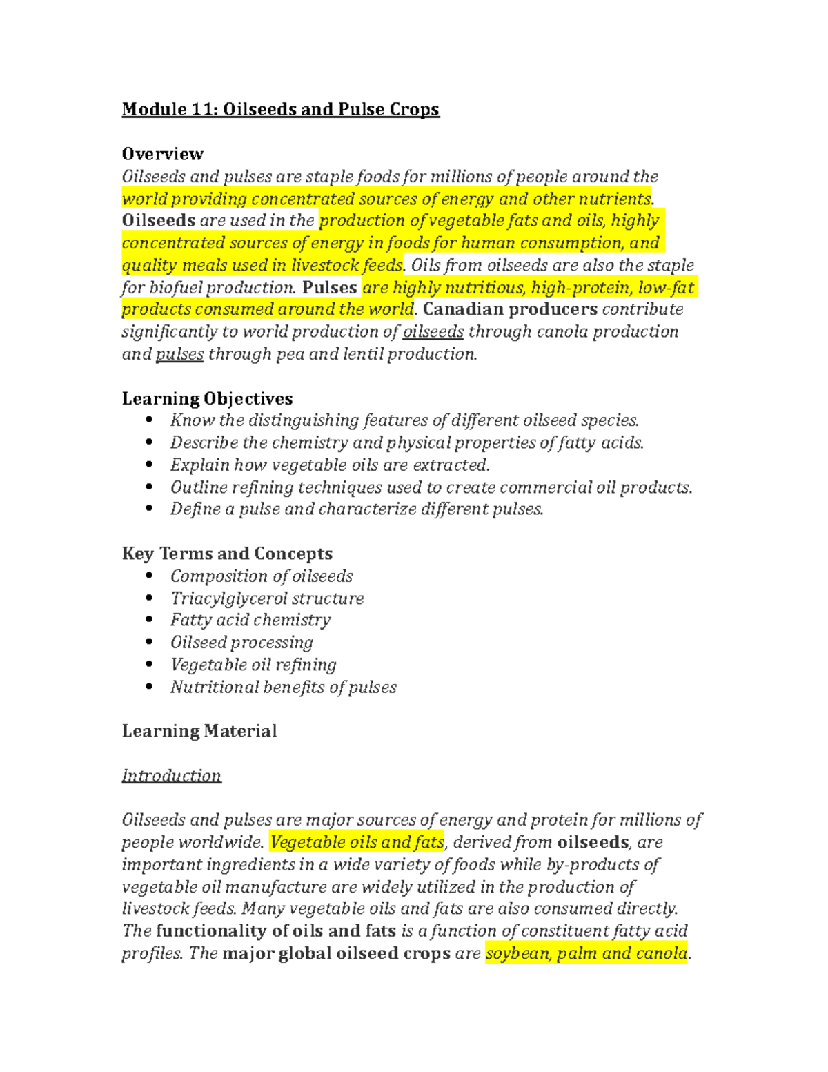 Module 11 - Lecture notes 11 - Module 11: Oilseeds and Pulse Crops ...