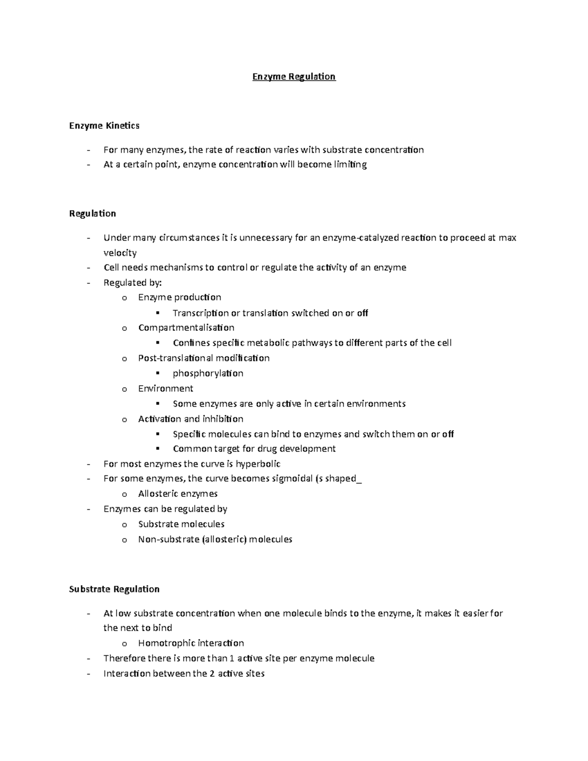 Enzyme Regulation - Enzyme Regulation Enzyme Kinetics For many enzymes ...