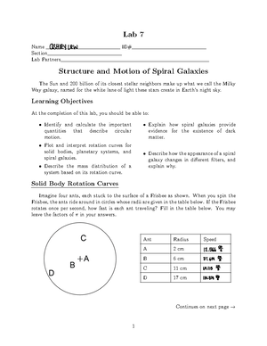 AY3 6 lab - Astronomy 3 Lab #6 - Lab 6 Name ID# Section Lab Partners Spectra, Stars, and the H-R ...