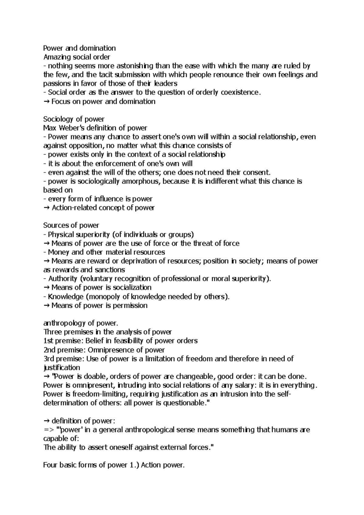 Power and domination - Sociology notes - Power and domination Amazing ...
