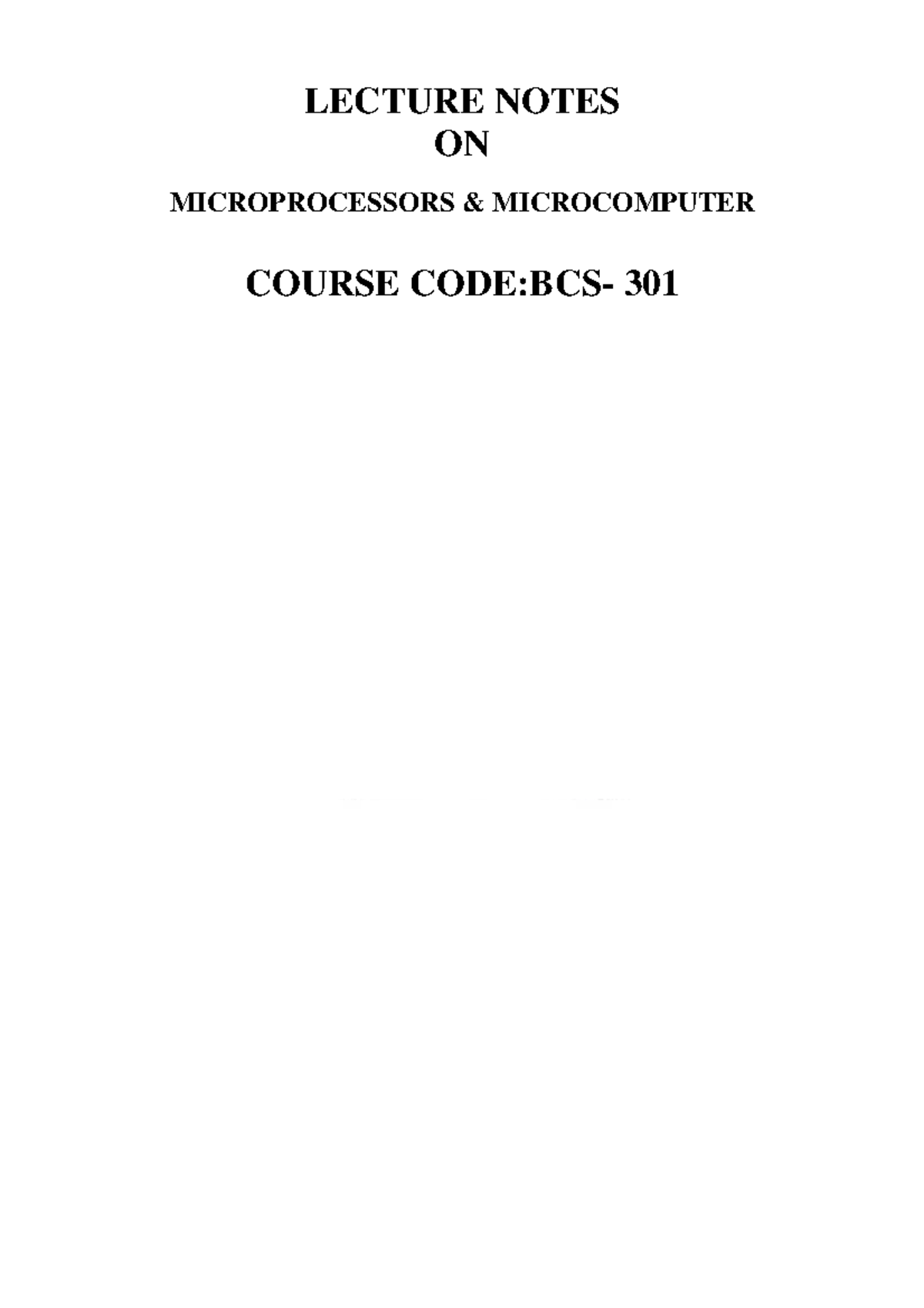 Study Guide - LECTURE NOTES ON MICROPROCESSORS & MICROCOMPUTER. COURSE ...