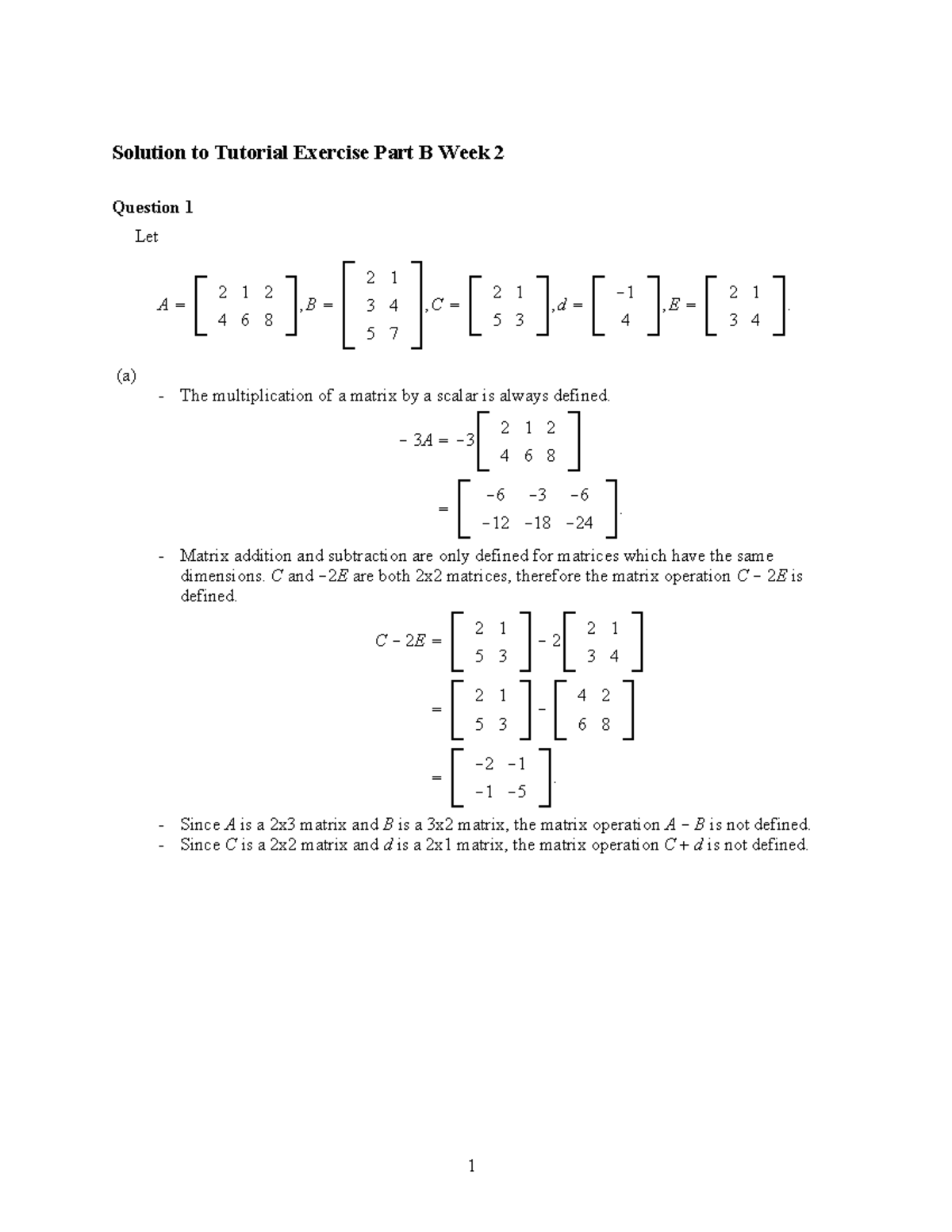 Solution Tutorial Exercise Week 2 Solution To Tutorial Exercise Part