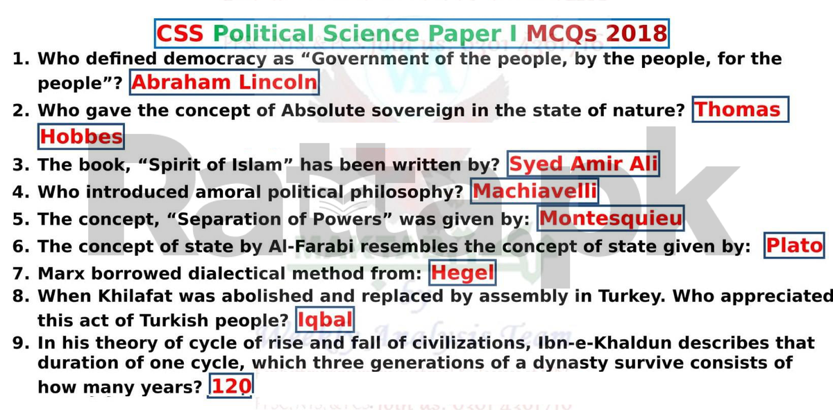 Css political science 2018 - Thinkers of Political Science - Punjab ...