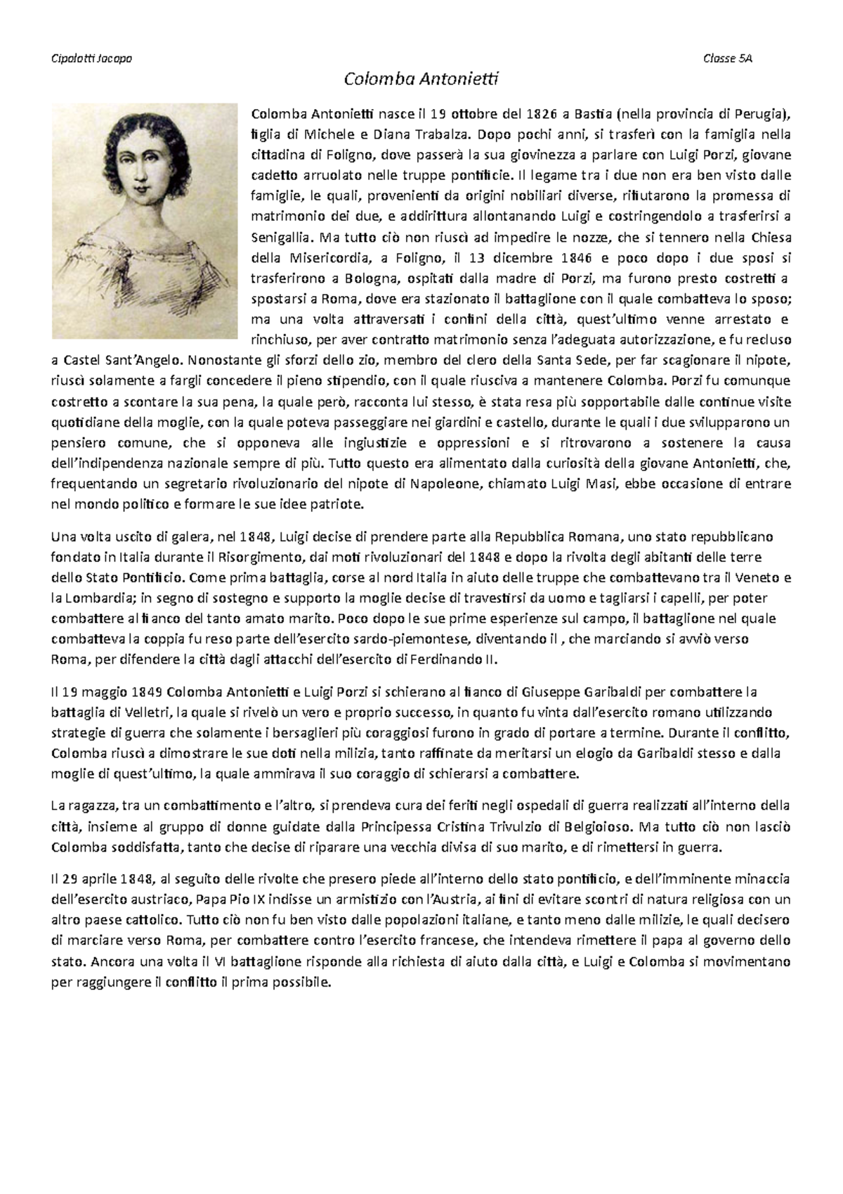 Colomba Antonietti - Cipolotti Jacopo Classe 5A Colomba Antonietti ...
