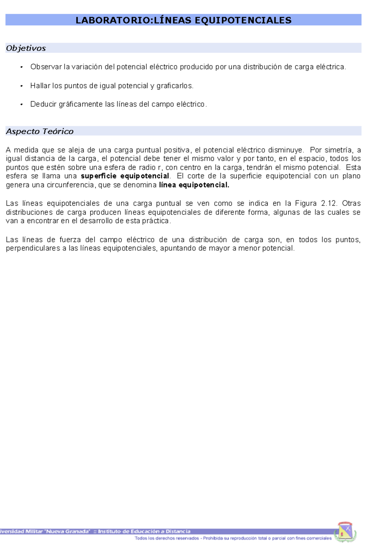 Guía laboratorio superficies equipotenciales, ffggf - LABORATORIO ...