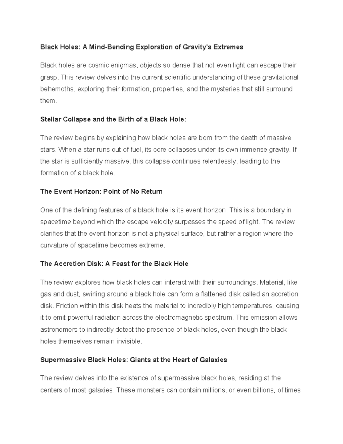 Science Reviewer 2 - Black Holes: A Mind-Bending Exploration of Gravity ...