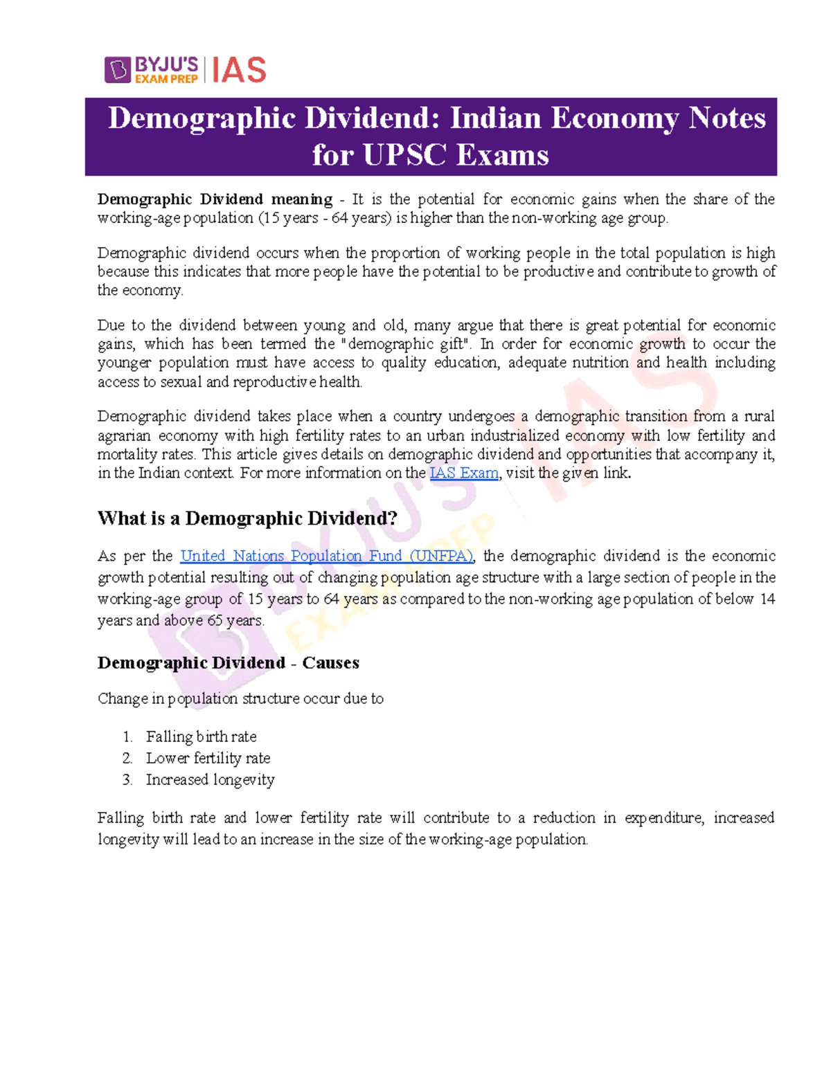 Byjus-Exam-Prep-Demographic-Dividend -Indian-Economy-Notes-2023 ...