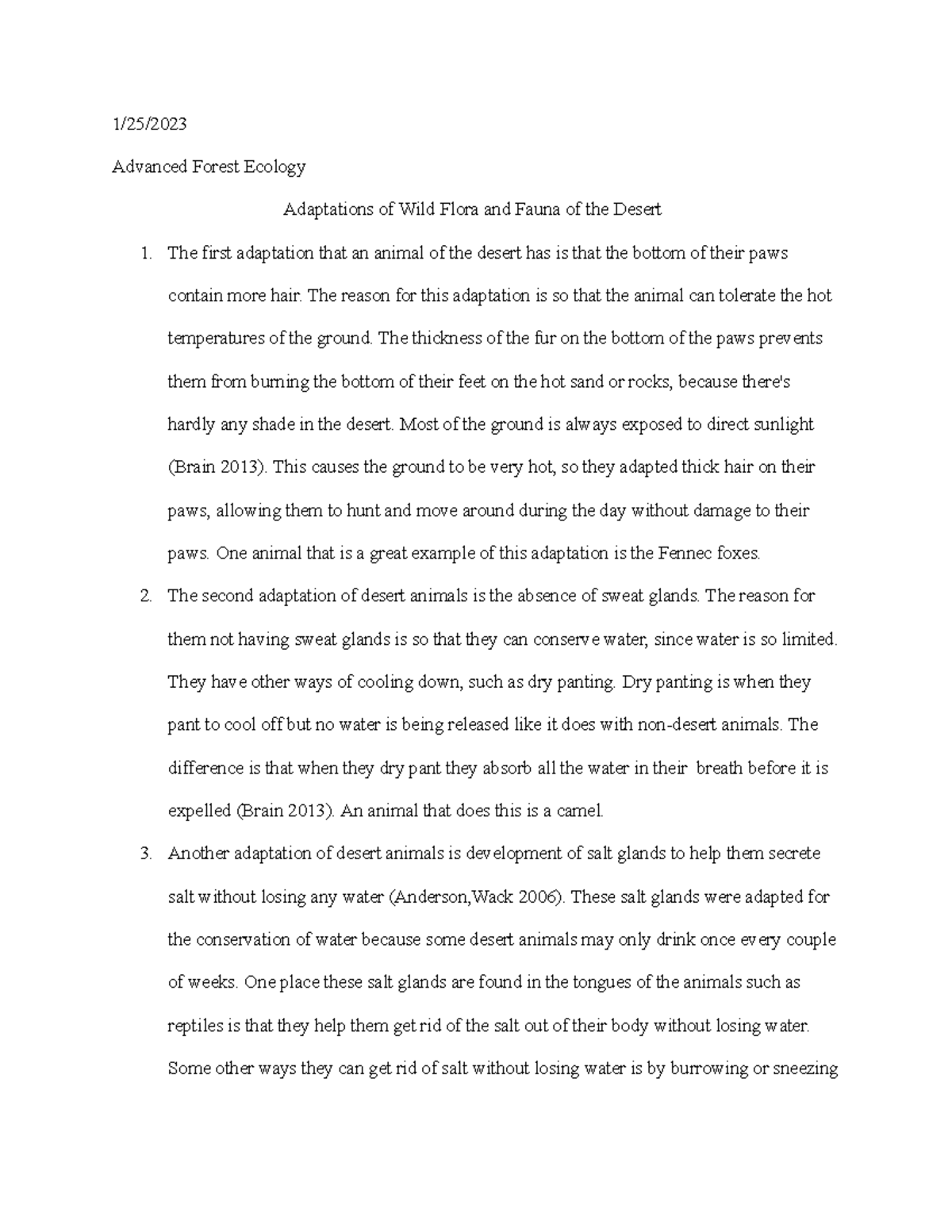 Homework 1 1 25 2023 - 1/25/ Advanced Forest Ecology Adaptations of ...