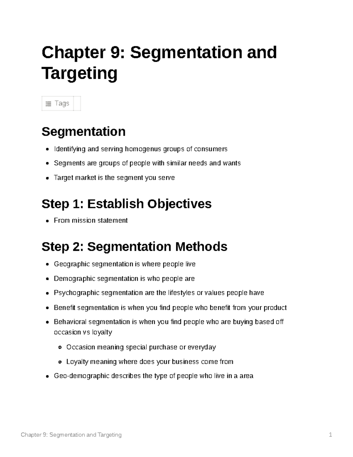 Chapter 9 Segmentation and Targeting - Chapter 9: Segmentation and ...
