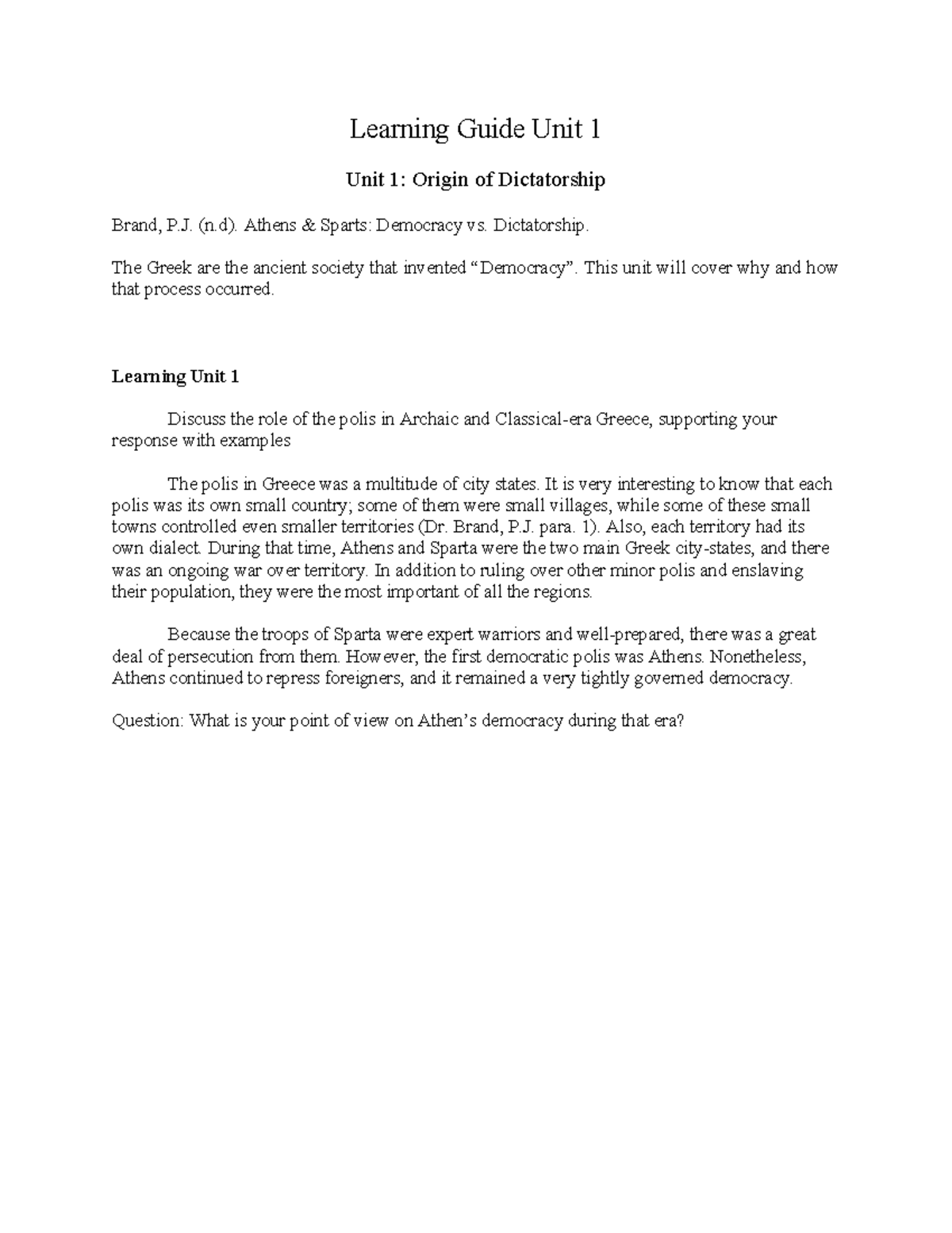 Greek C Discussion Notes - Unit 1 Analysis and Insights - Learning ...