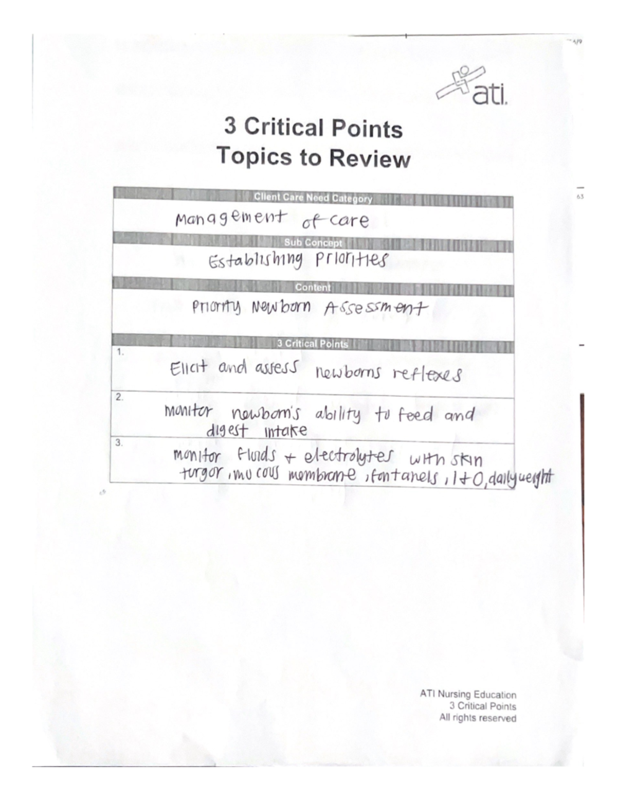 OB remediations 1 - study - Hatl 3 Critical Points Topics to Review ...