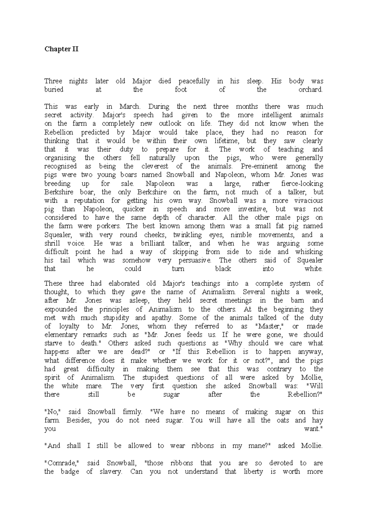 Chapter 2 Animal Farm - by georgeorwelel with maam notes - Chapter II ...