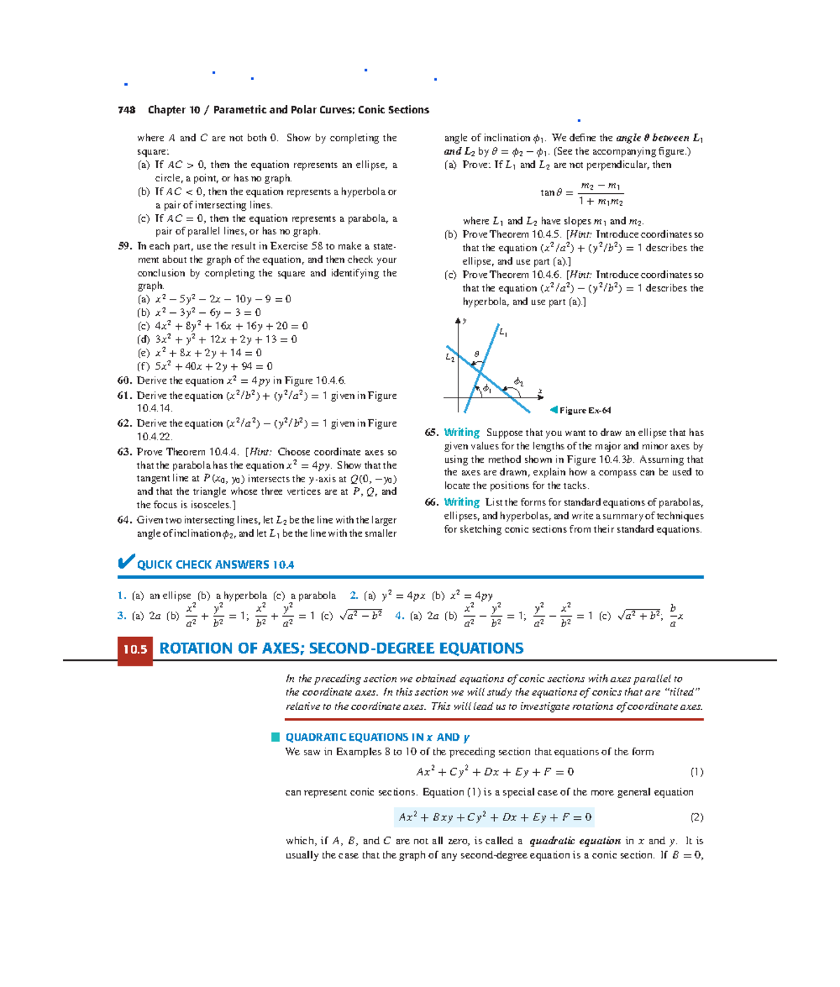 Math work ch10-5 - Math work - 748 Chapter 10 / Parametric and Polar Curves; Conic Sections ...