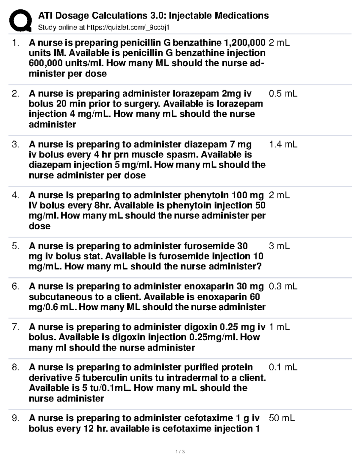 Injectable Medications - ATI Dosage Calculations 3: Injectable ...