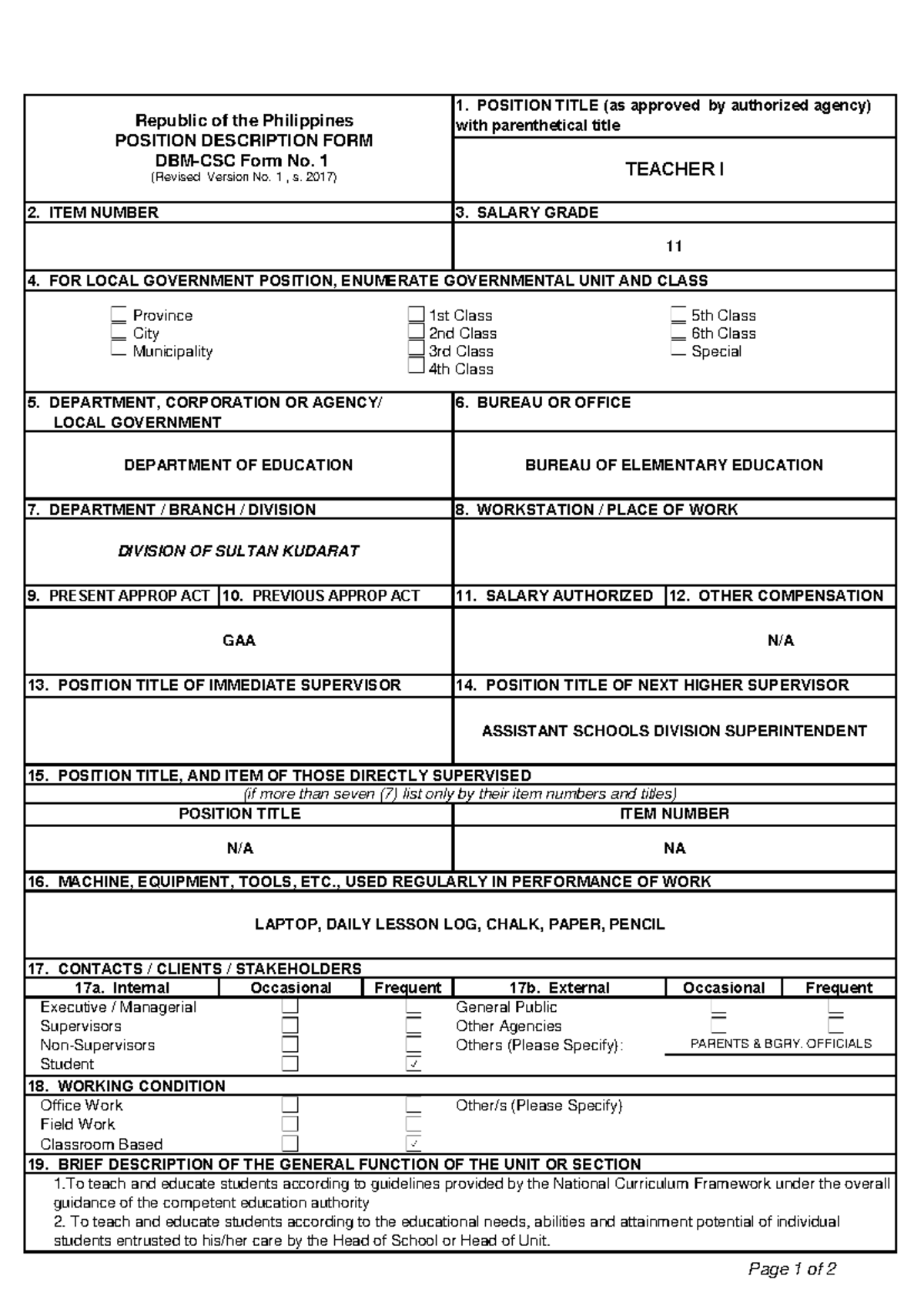 Form-No - Form - 9. PRESENT APPROP ACT 11. SALARY AUTHORIZED 17a ...