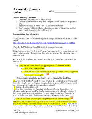 Lab 1 Scale Activity-Rev3 - Lab 1: Scale of the Solar System Materials ...