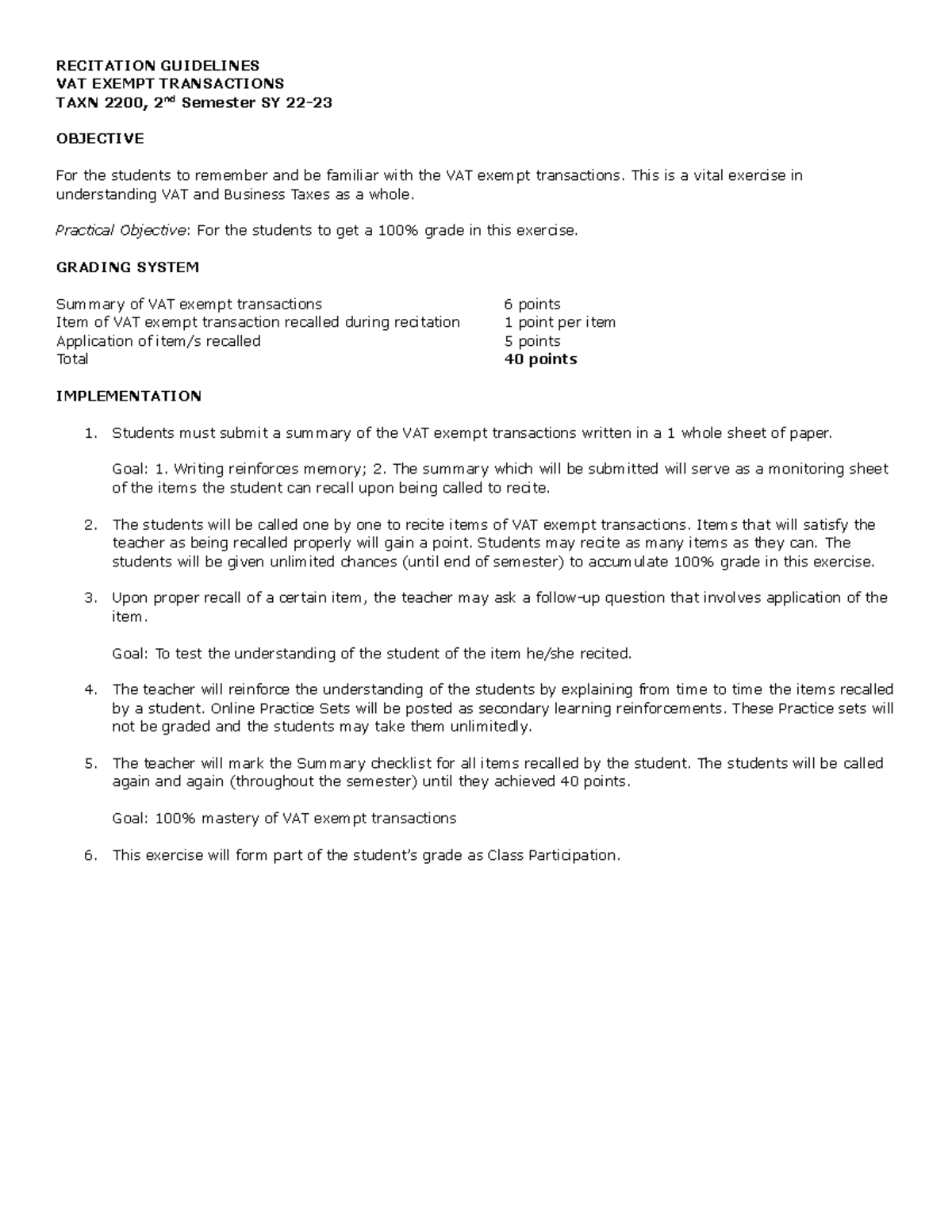 Recitation Guidelines VAT Exempt RECITATION GUIDELINES VAT EXEMPT recitation-guidelines-vat-exempt-recitation-guidelines-vat-exempt