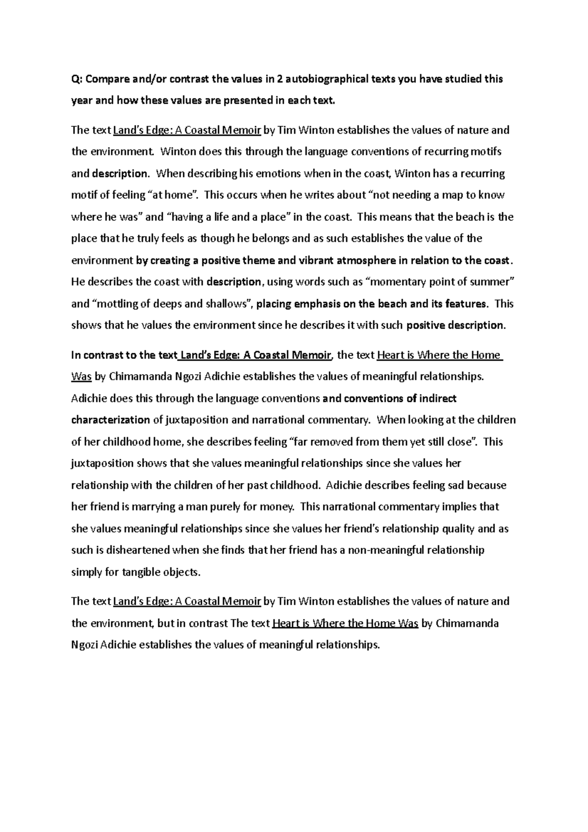 Compare, Contrast - Practice Response - Q: Compare and/or contrast the ...